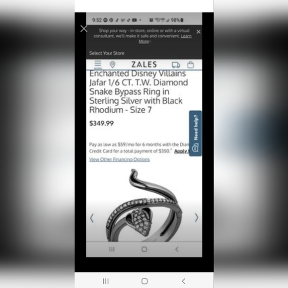 Disney | Jewelry | Disney Villains Jafar Snake Rhodium And Diamond Ring ...